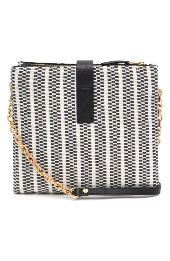 Thacker Gabby Chain Woven Leather Crossbody Bag In Black/ White | ModeSens