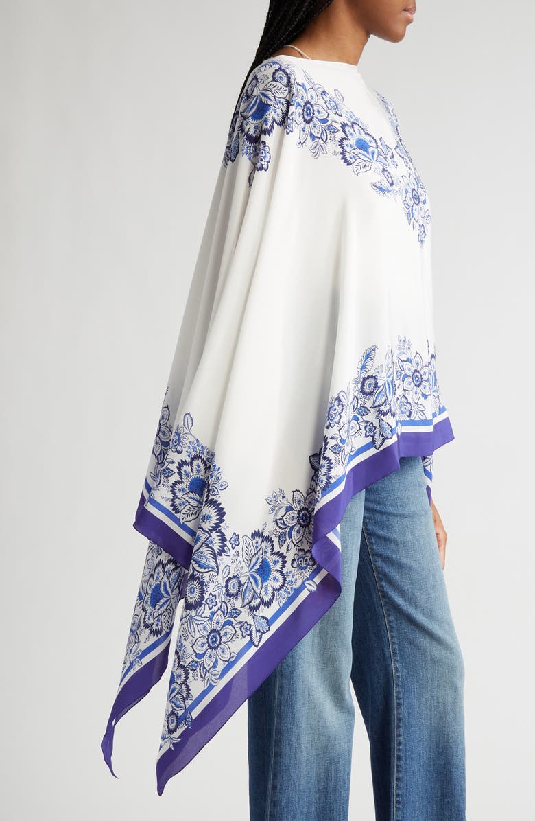 Etro Placed Floral Print Silk Poncho | Nordstrom