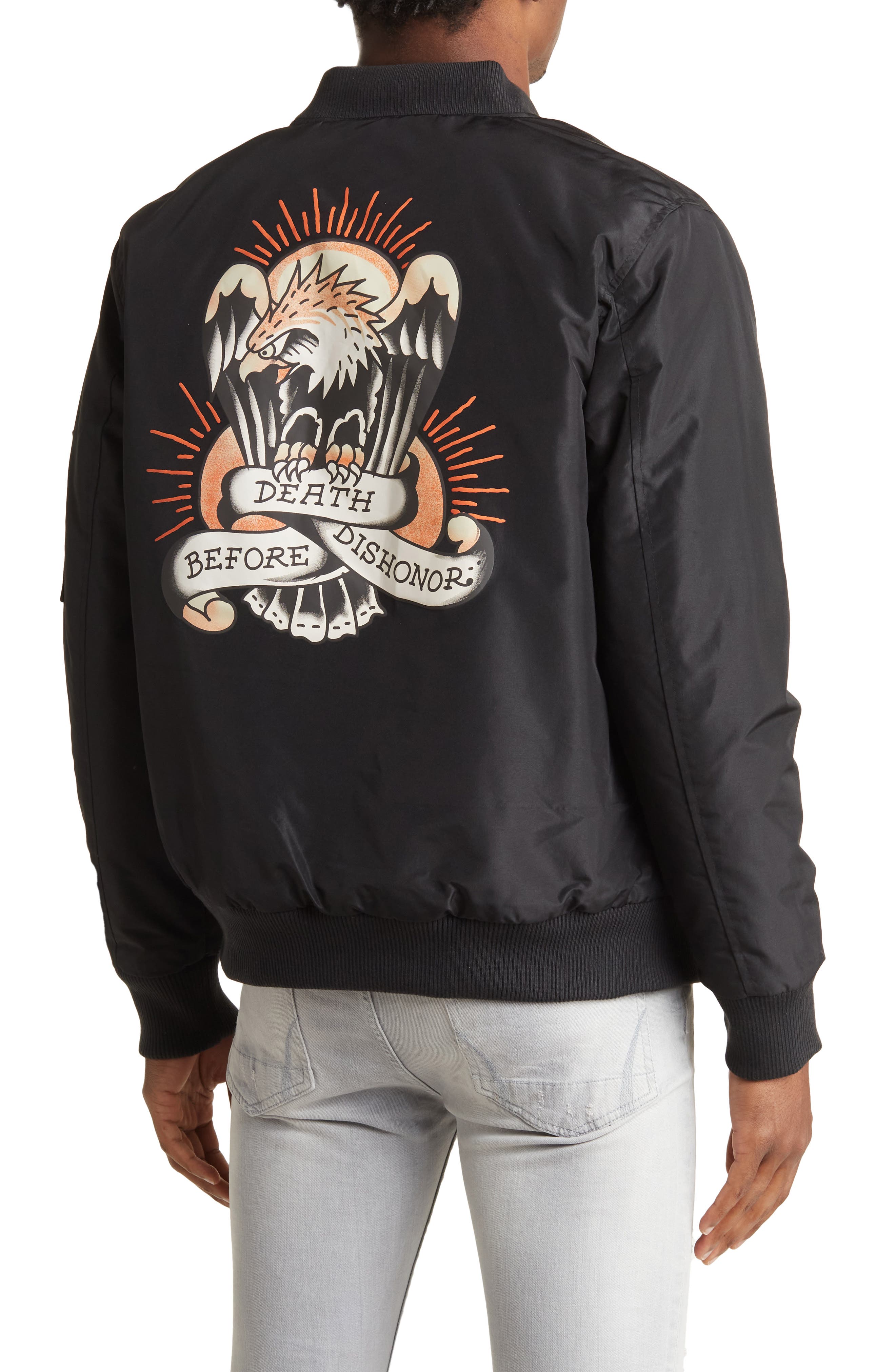 Ed Hardy Death Before Dishonor Logo Bomber Jacket | Nordstromrack