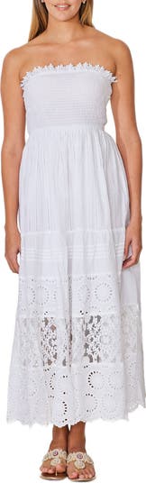 Ranees Strapless Cotton Lace Eyelet Cover Up Dress Nordstromrack