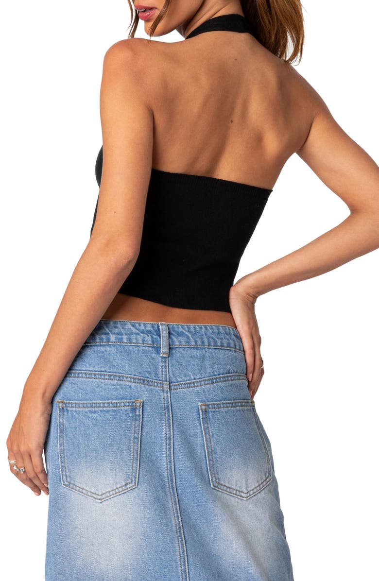 EDIKTED Sculpt Split Front Halter Top | Nordstrom
