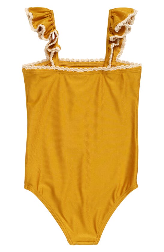Zimmermann Kids' Pattie Ruffle Strap One-piece Swimsuit In Mostarda ...