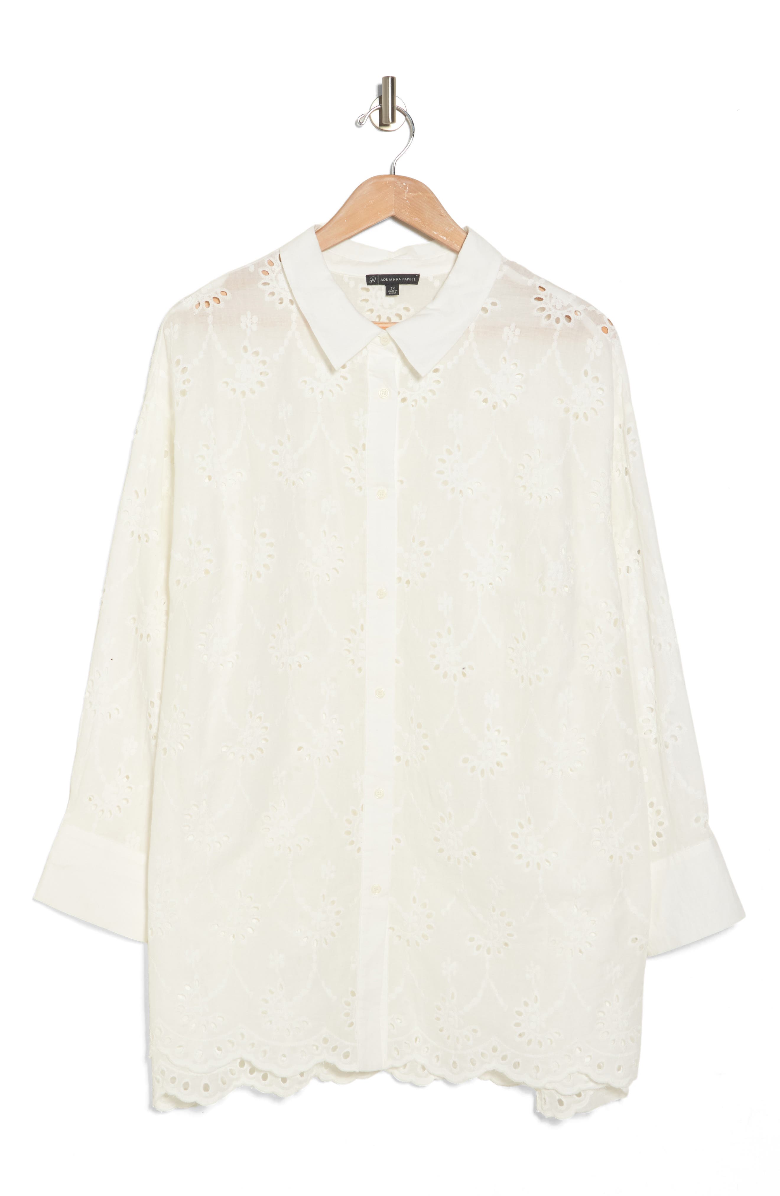 Adrianna Papell Eyelet Button-Up Shirt | Nordstromrack