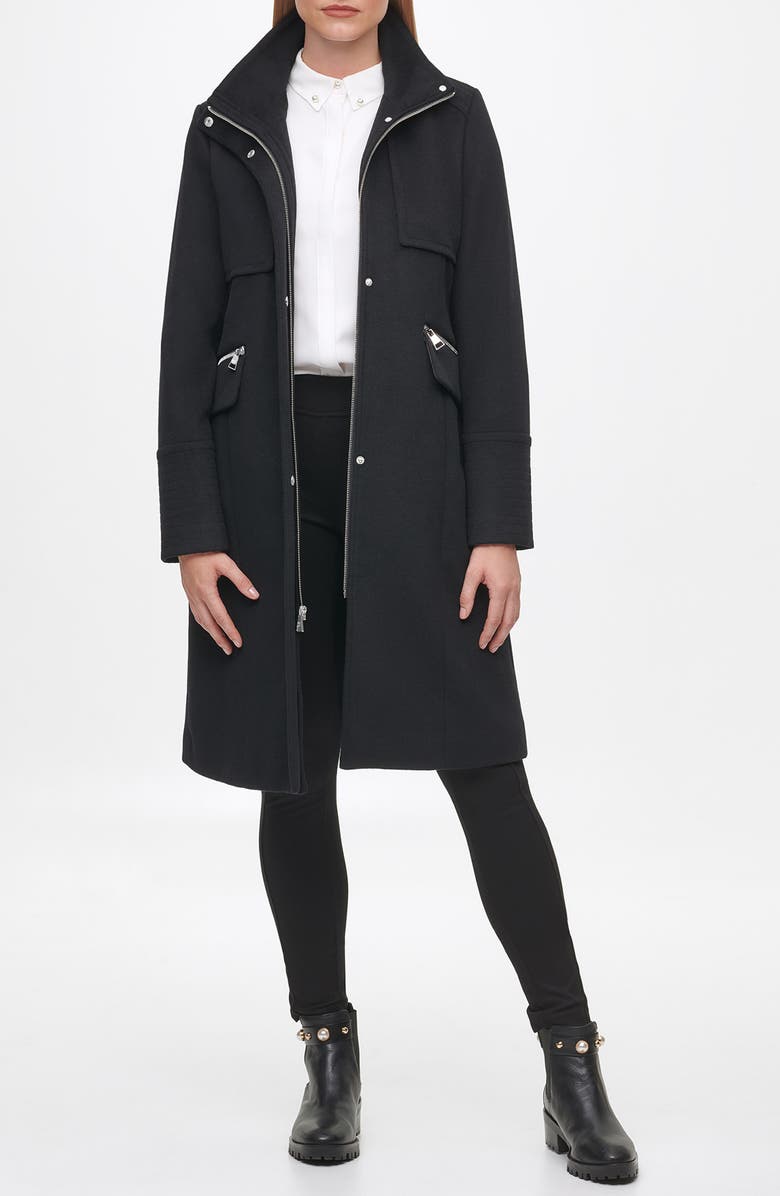 KARL LAGERFELD PARIS Officer Wool Blend Coat | Nordstromrack