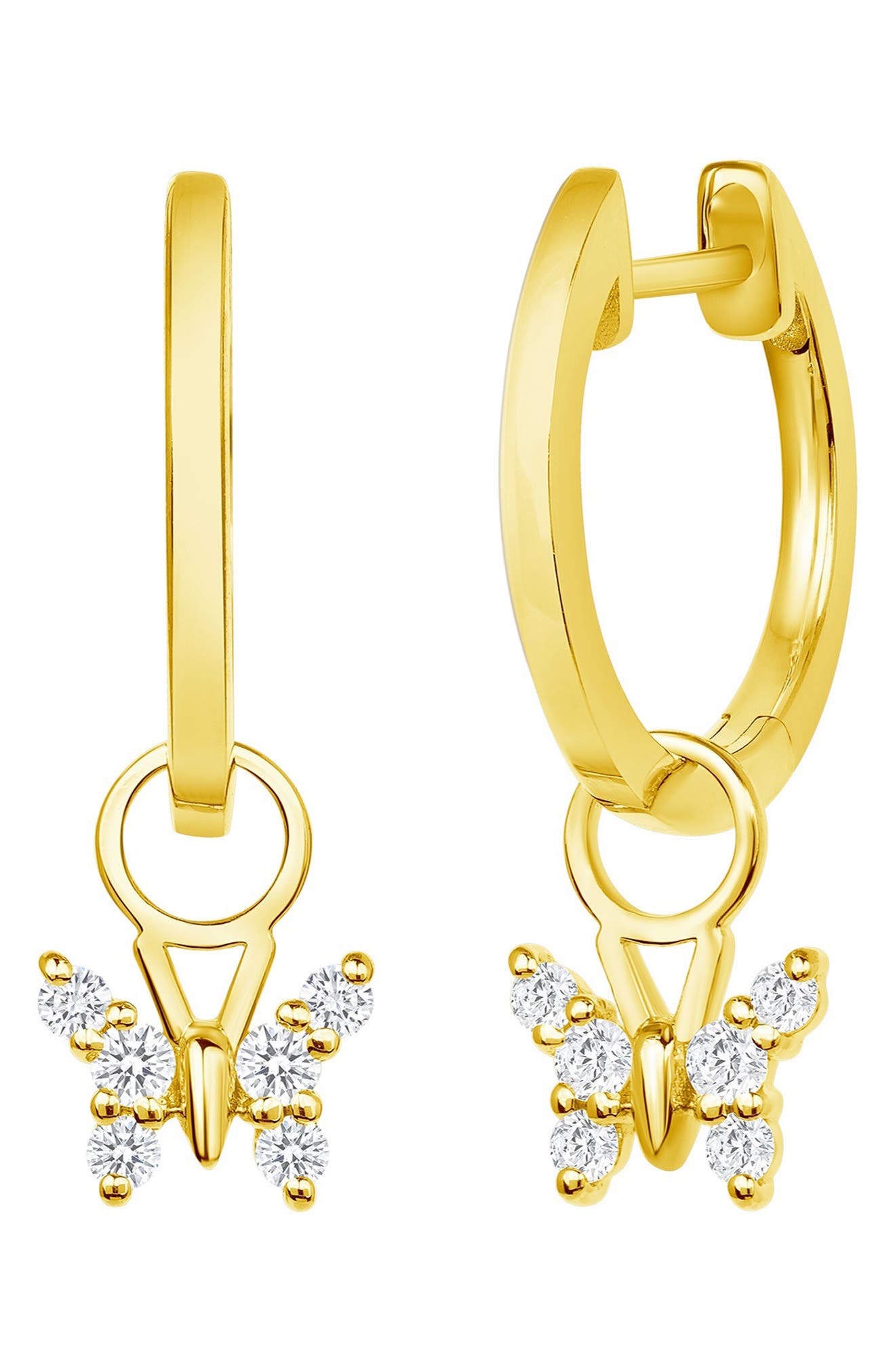RON HAMI 14K Gold Pavé Diamond Butterfly Huggie Drop Earrings - 0.12 ...