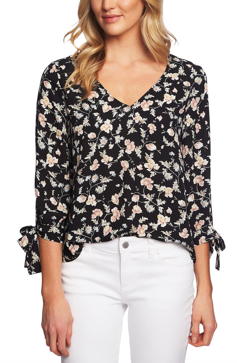 Cece Floral Tie Sleeve Blouse Nordstrom