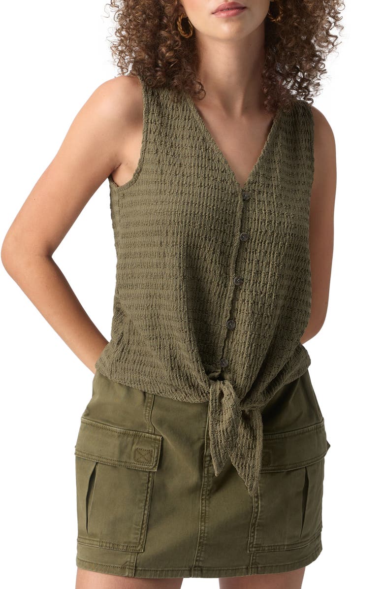 Sanctuary Link Up Crinkle Stripe Tie Hem Sleeveless Top | Nordstrom