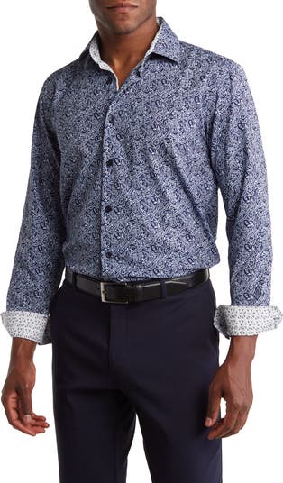 TOM BAINE Performance Paisley Print Long Sleeve Button-Up Shirt ...