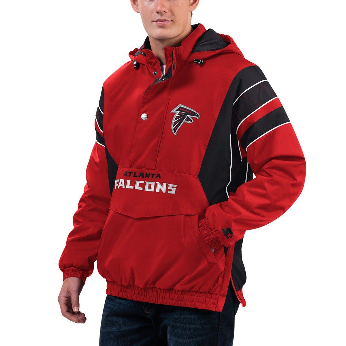 STARTER Men's Starter Red/Black Atlanta Falcons Home Team Half-Zip ...