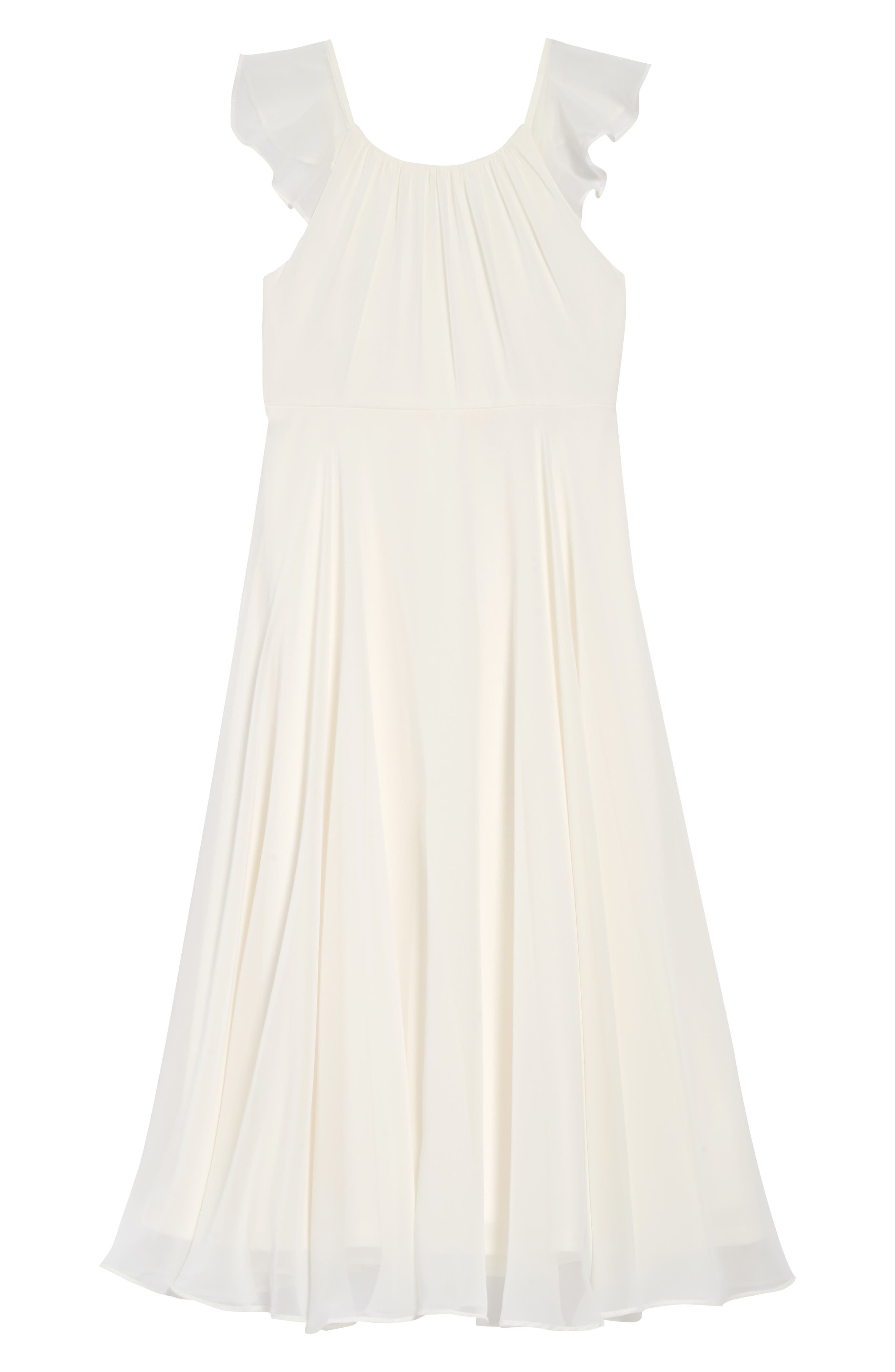 Dessy Collection Flutter Sleeve Chiffon Flower Girl Dress | Nordstrom