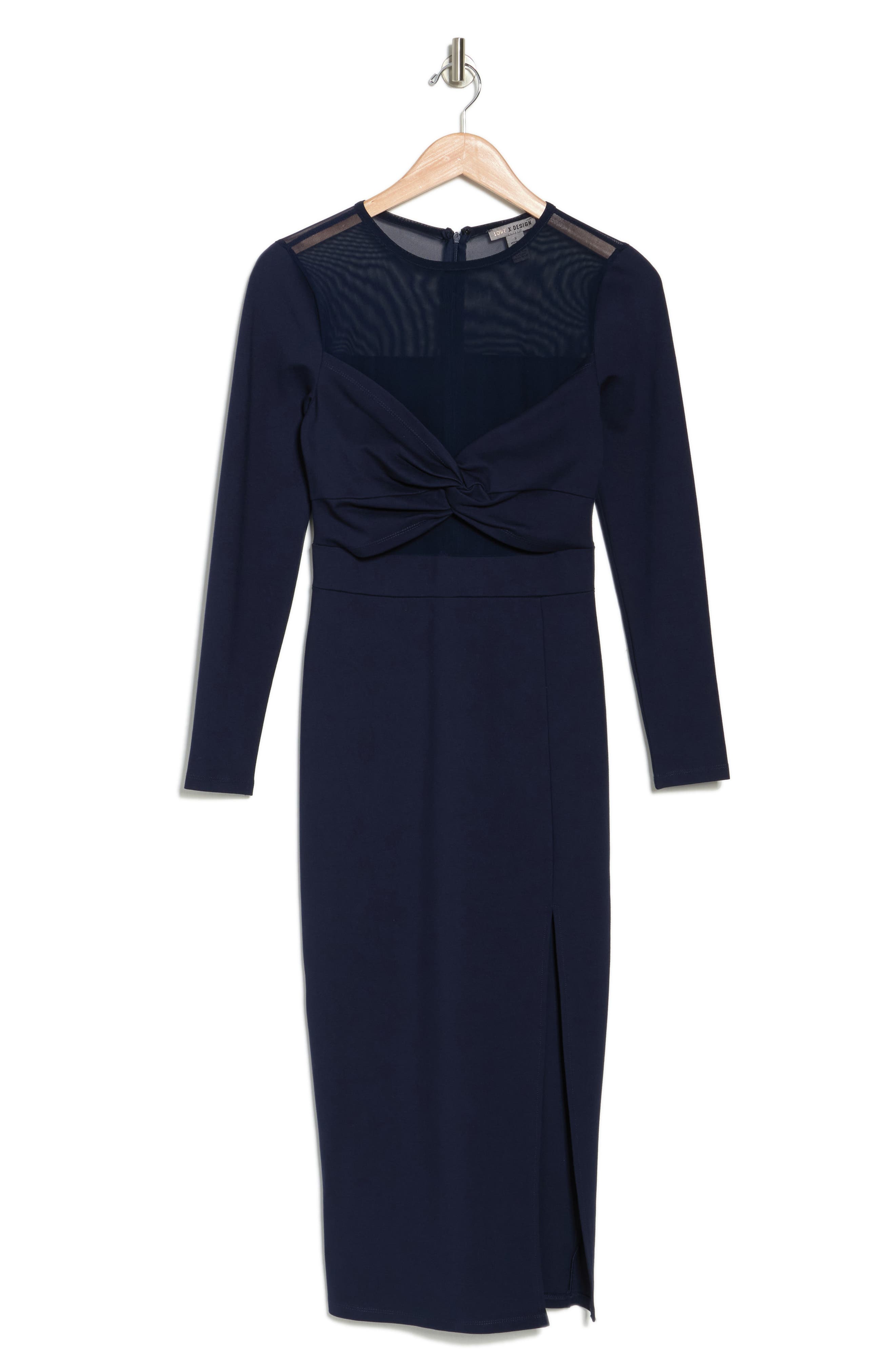Love By Design Celia Illusion Mesh Ruched Midi Dress | Nordstromrack