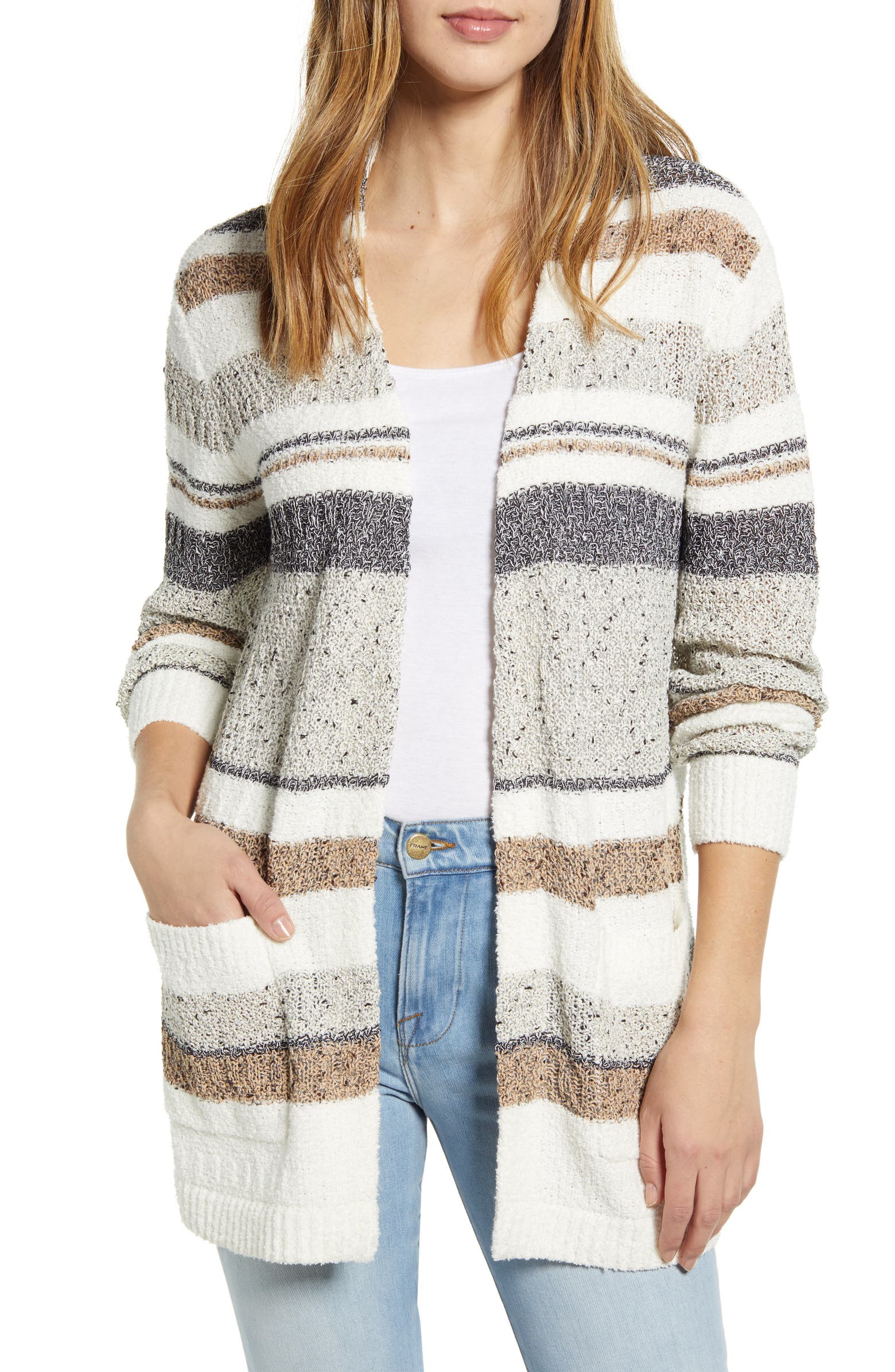 Caslon® Marled Stripe Cardigan Nordstrom