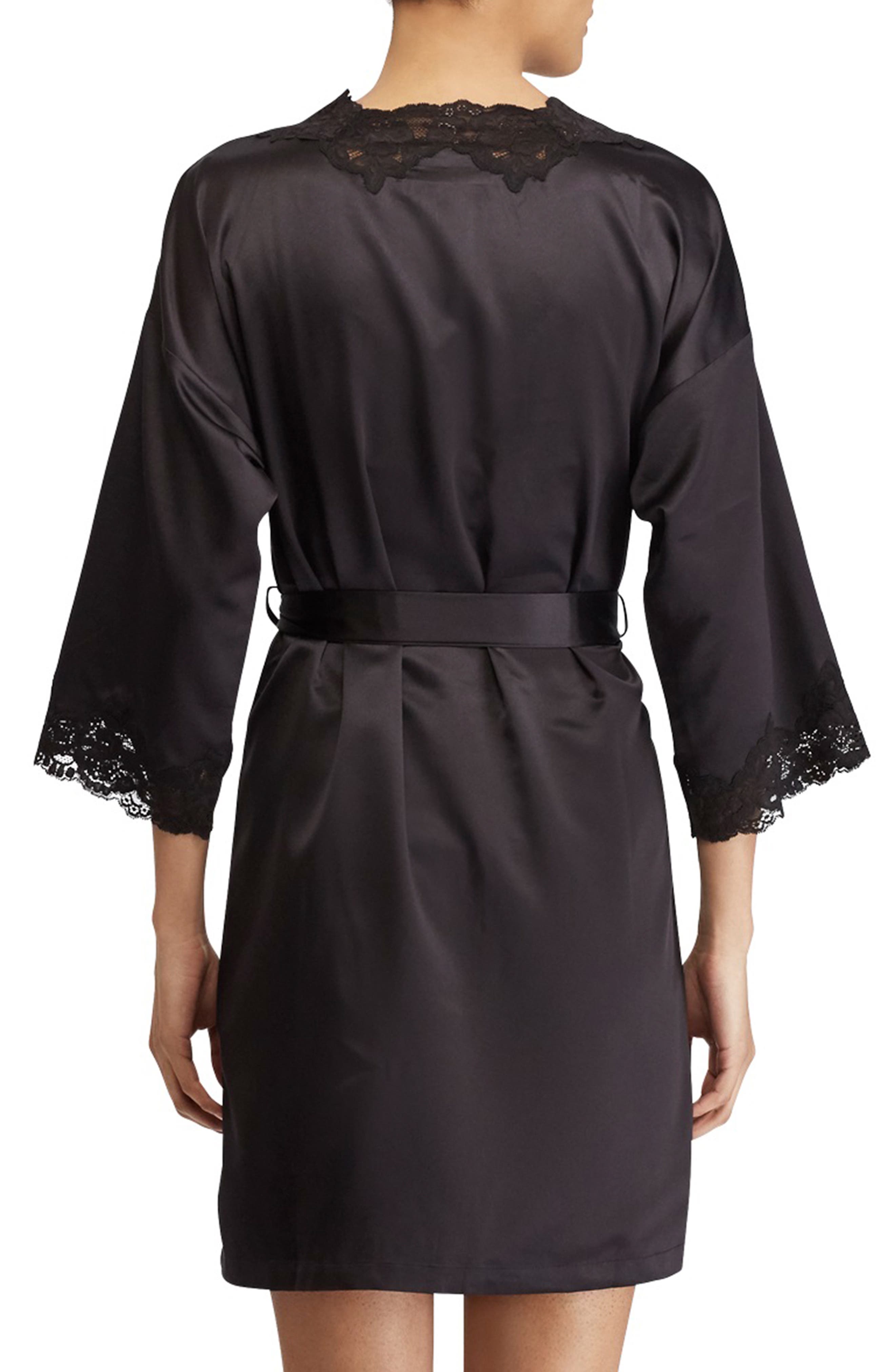 Lauren Ralph Lauren Lace Trim Satin Robe | Nordstrom