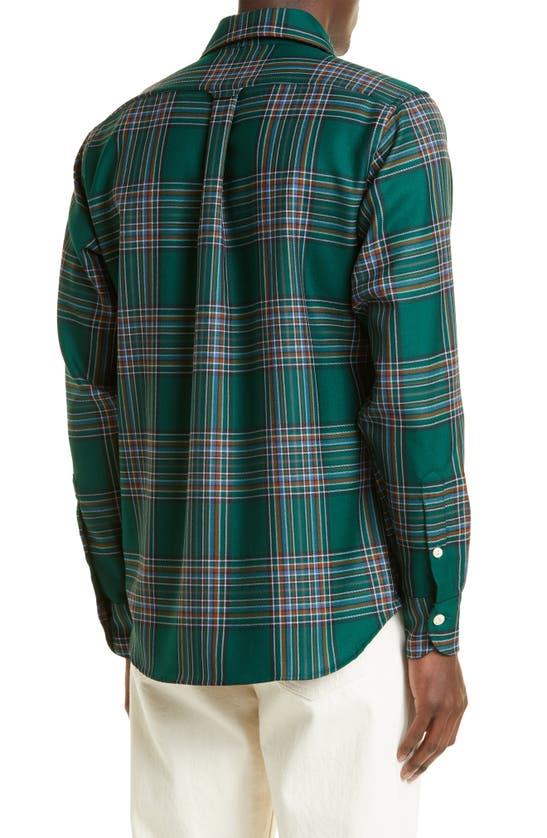 Drake's Plaid Cotton Flannel Button-up Work Shirt In Green Check | ModeSens