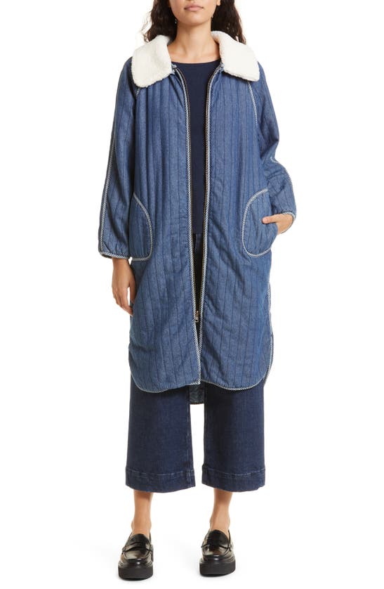 The Great The Reversible Woodsman Longline Coat In Sierra Wash Cream ...