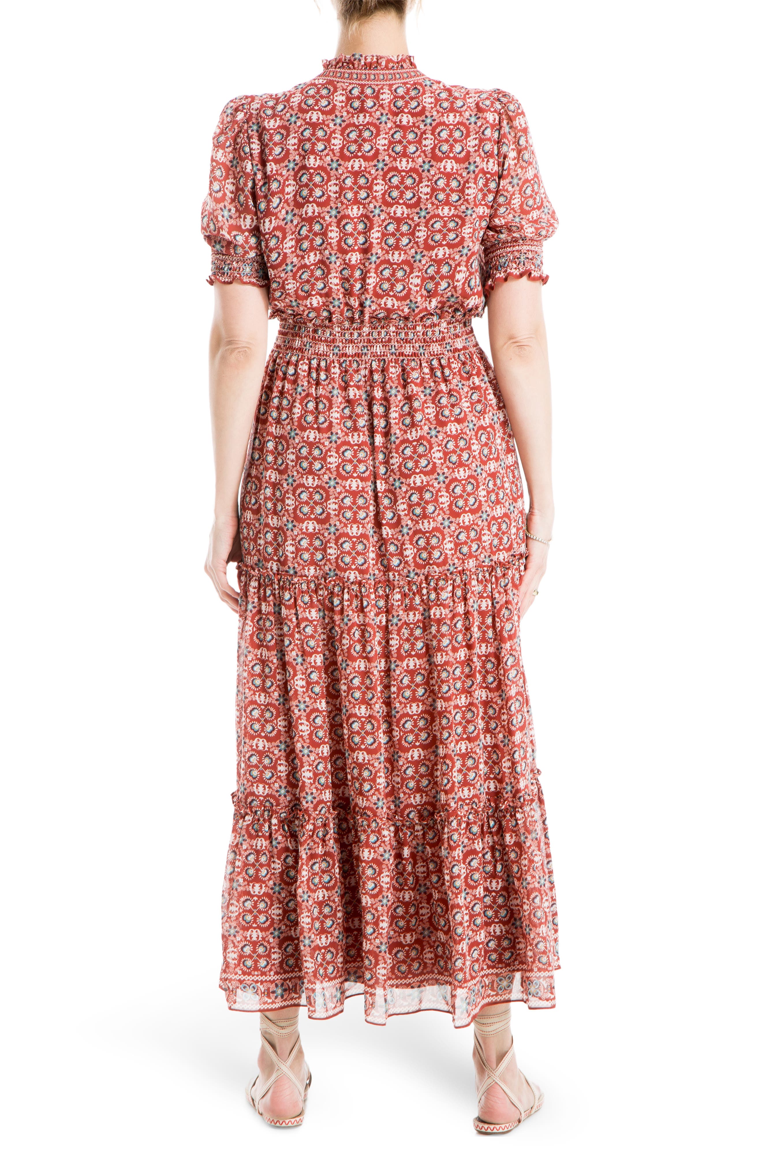 MAX STUDIO Floral Tiered Midi Dress | Nordstromrack