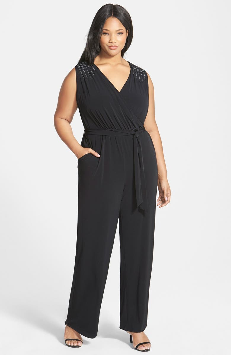 Calvin Klein Embellished Matte Jersey Jumpsuit (Plus Size) | Nordstrom Calvin Klein Embellished Matte Jersey Jumpsuit (Plus Size) | Nordstrom