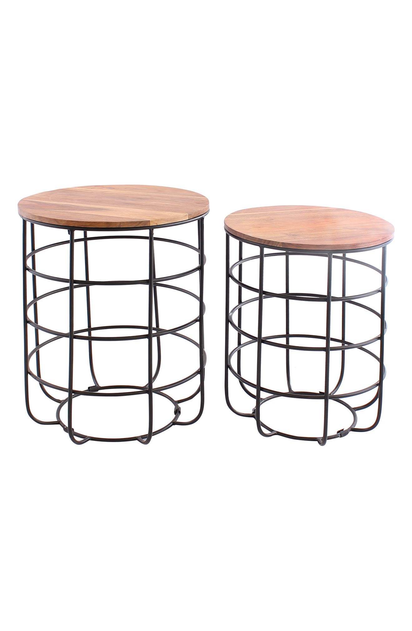 SAGEBROOK HOME Metal & Wood Side Table - Set of 2 | Nordstromrack