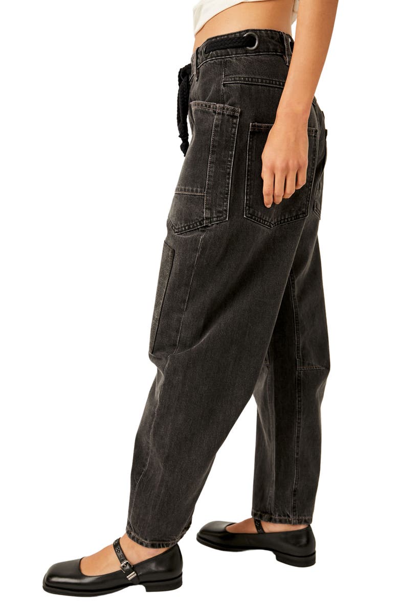 Free People Moxie Low Rise Drawstring Barrel Leg Jeans | Nordstrom