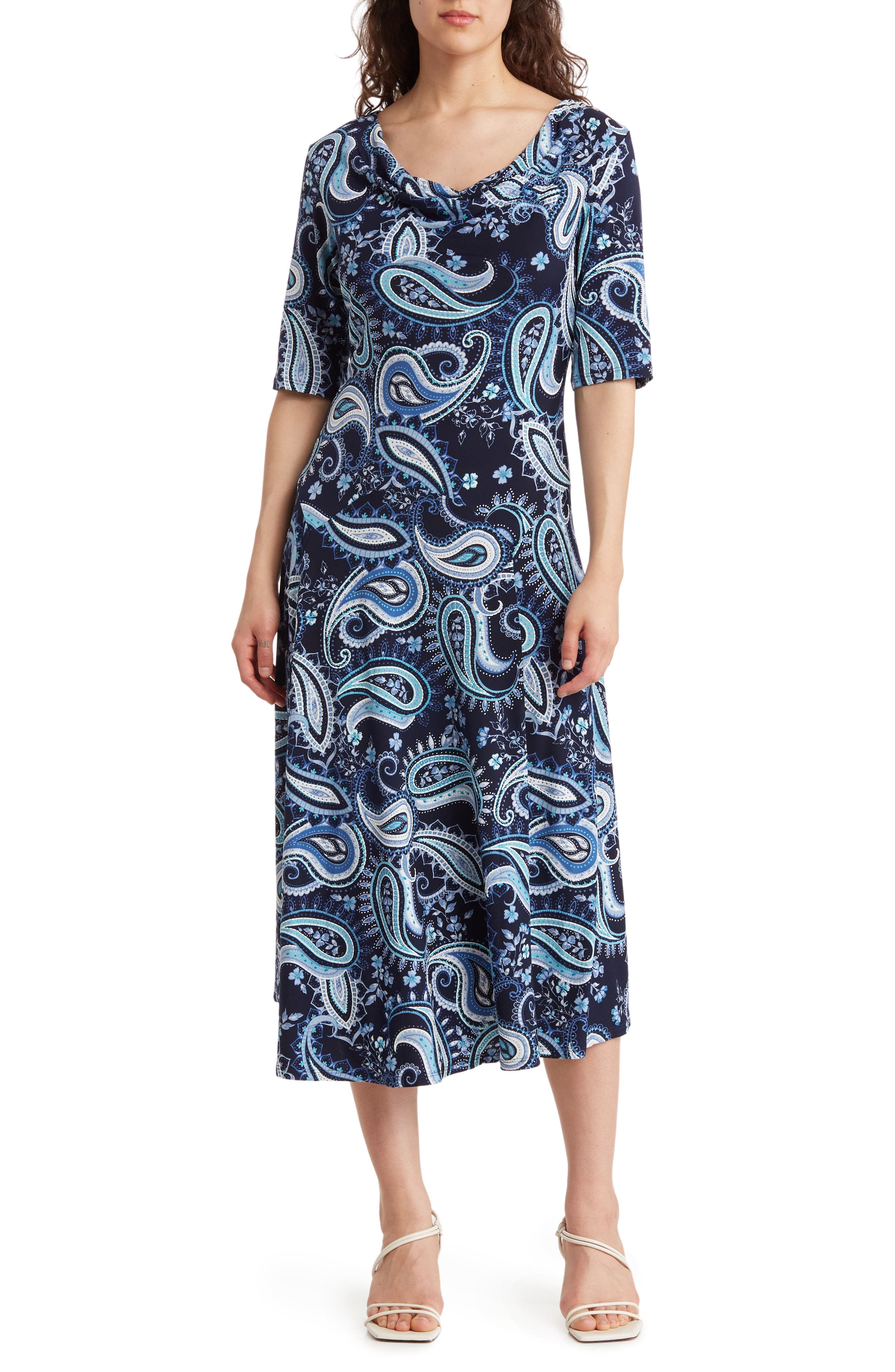 Robbie Bee Paisley Drape Neck Dress | Nordstromrack