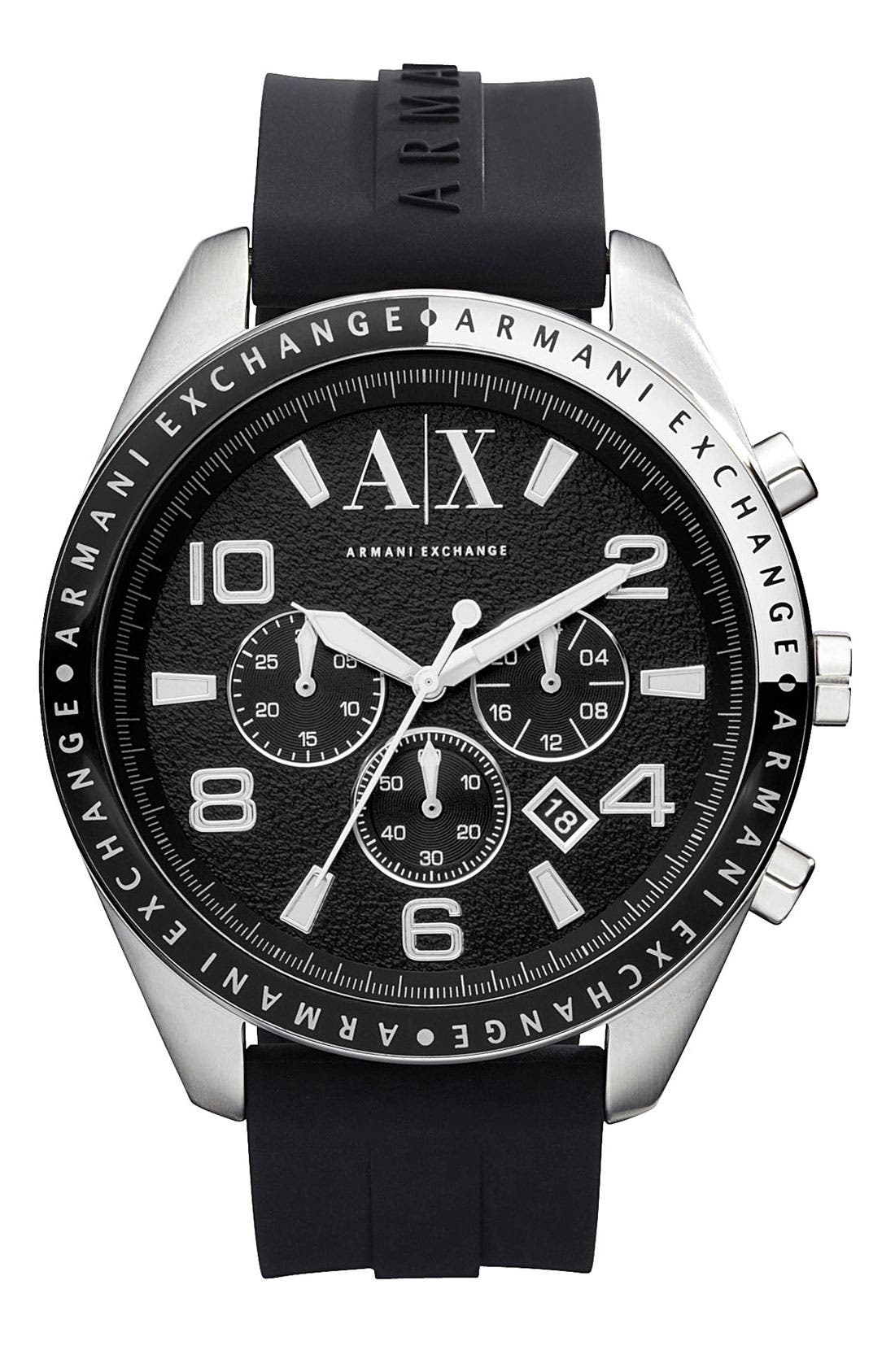 AX Armani Exchange Round Silicone Strap Watch | Nordstrom