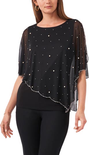 Chaus Beaded Overlay Jersey Top | Nordstrom