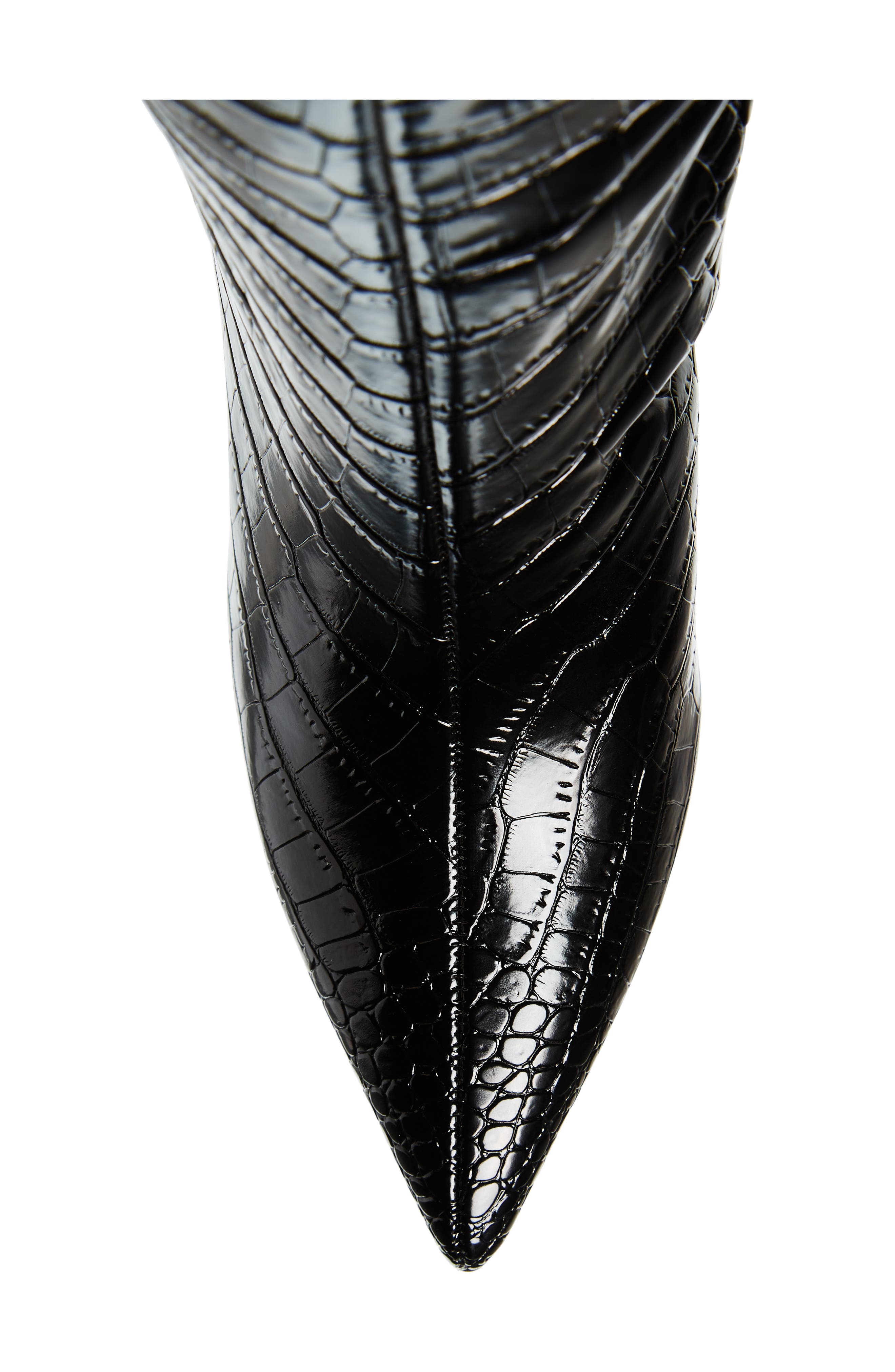 Steve Madden Lavan Pointed Toe Knee High Boot in Black Croco | Smart Closet