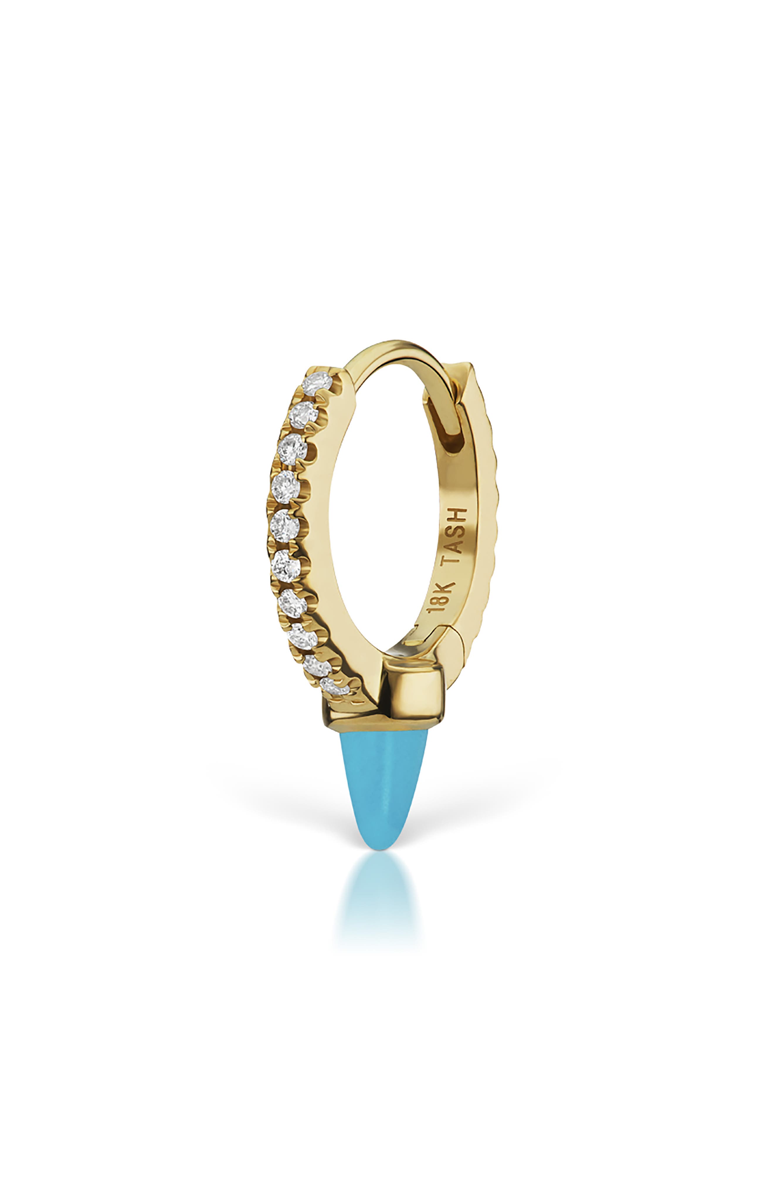 Maria Tash Single Short Spike Turquoise & Diamond Eternity Clicker ...