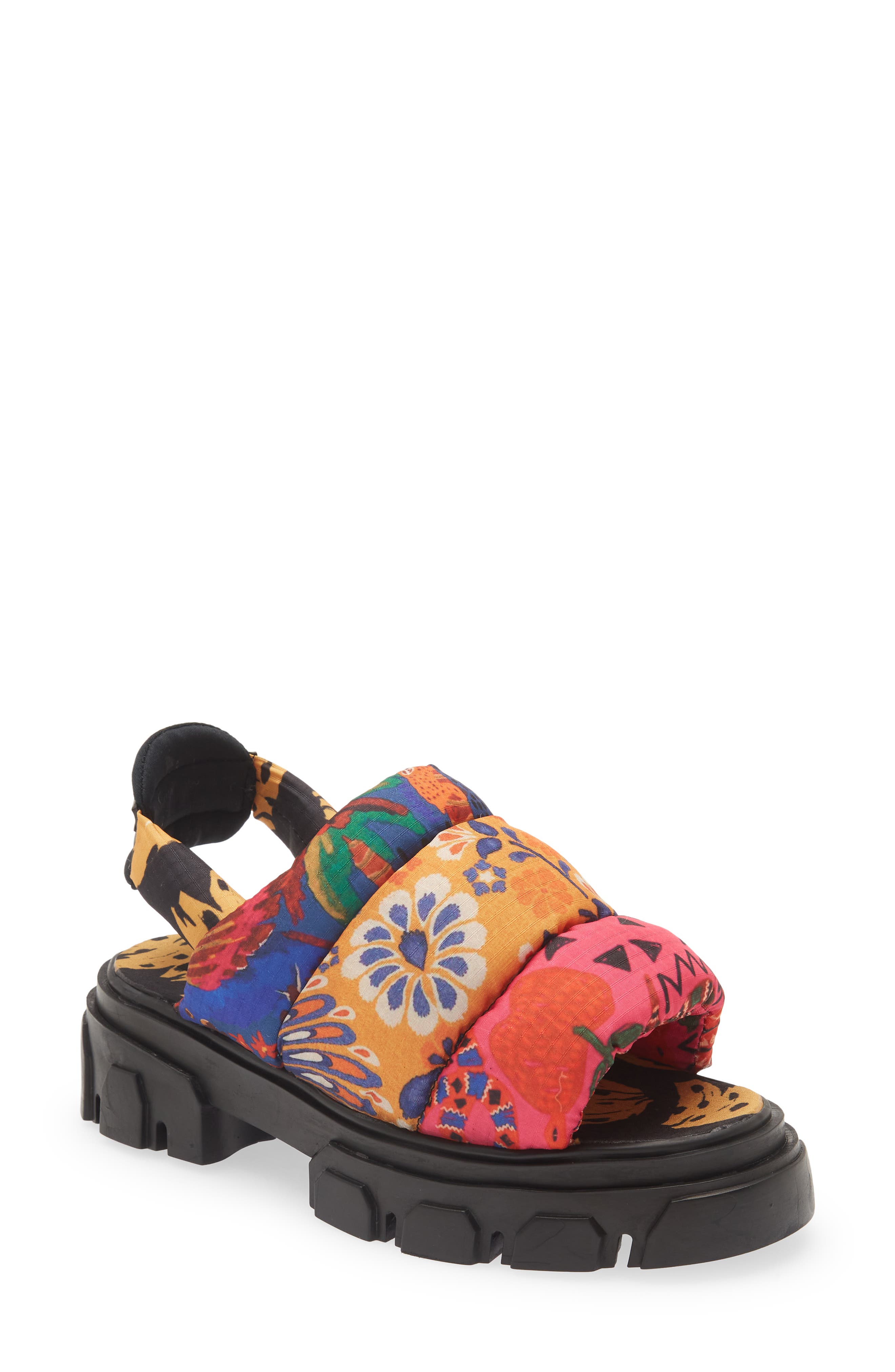 FARM Rio Mixed Print Floral Puffy Platform Slingback Sandal | Nordstromrack