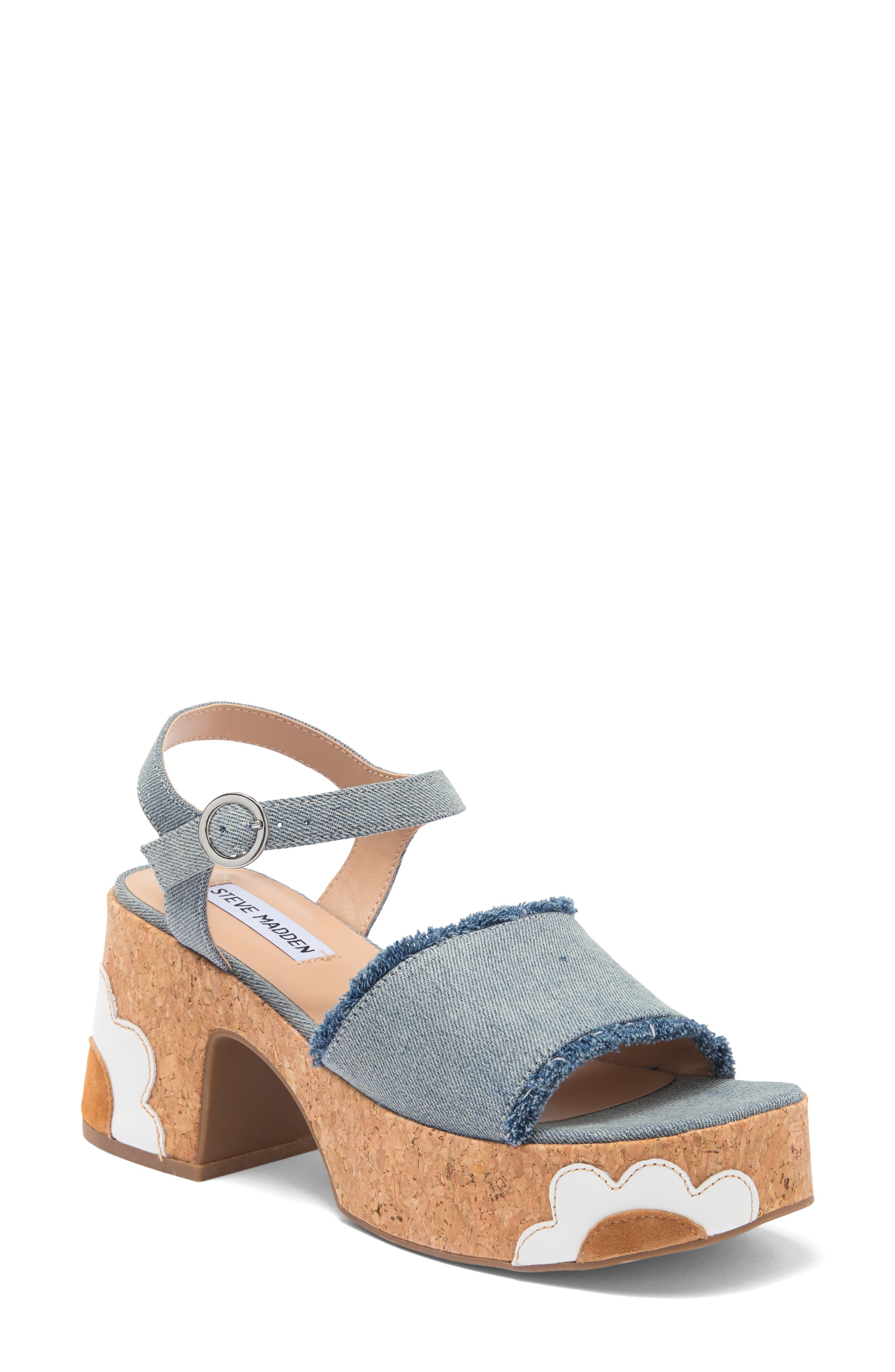 Steve Madden Daysee Frayed Denim Platform Sandal (Women) | Nordstromrack
