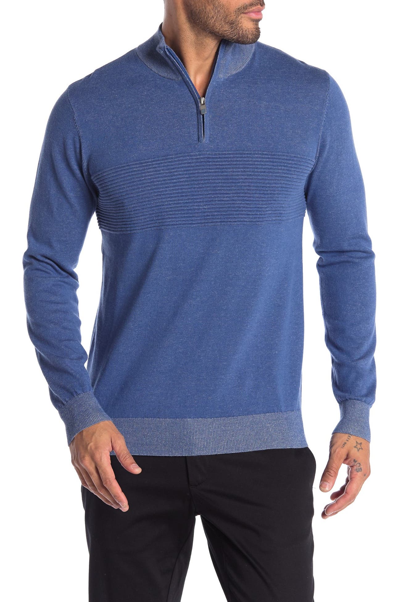 Raffi | Ottoman Ribbed Panel Knit Partial Zip Sweater | Nordstrom Rack