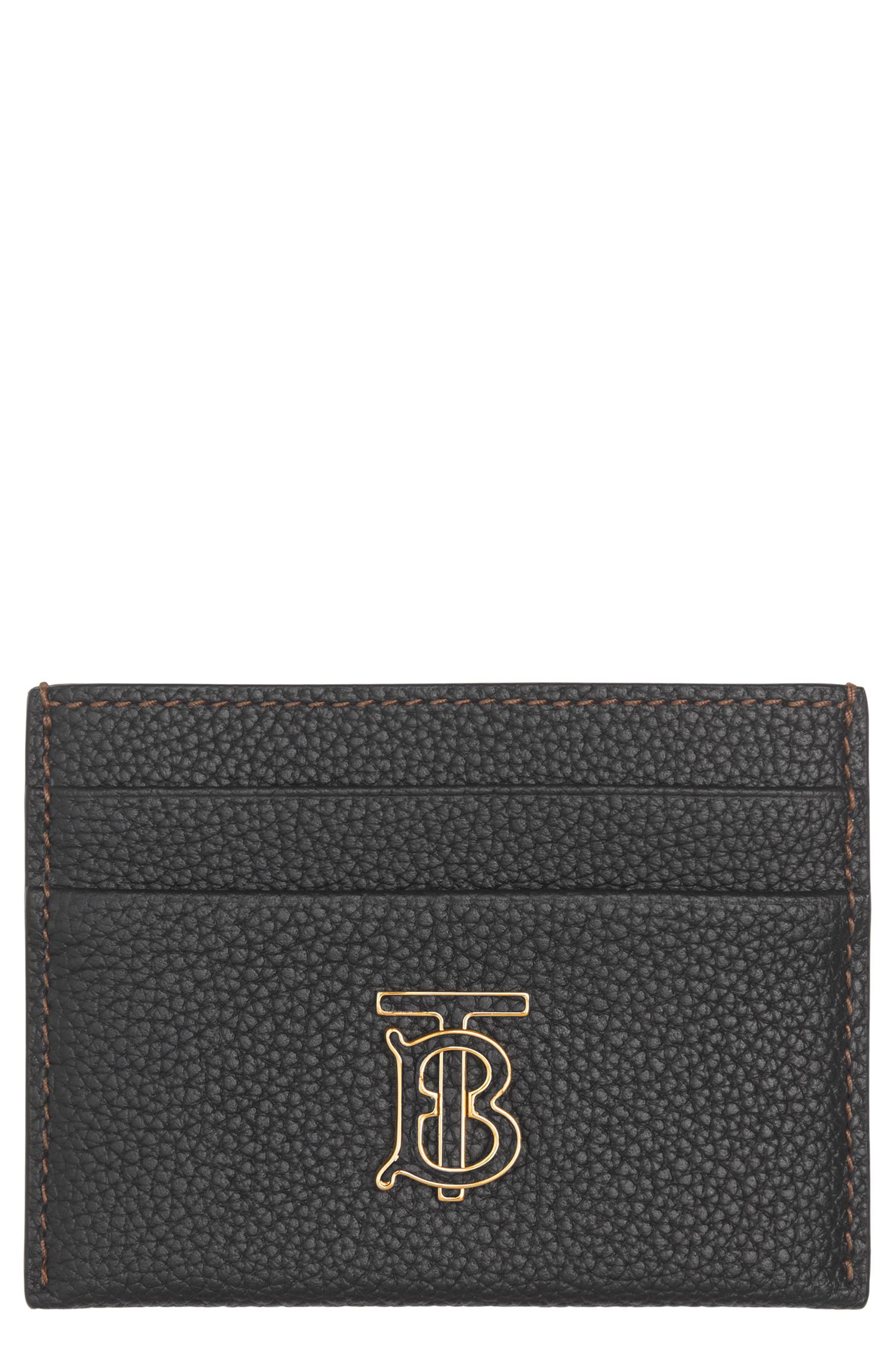 Burberry TB Monogram Pebbled Leather Card Case | Nordstrom