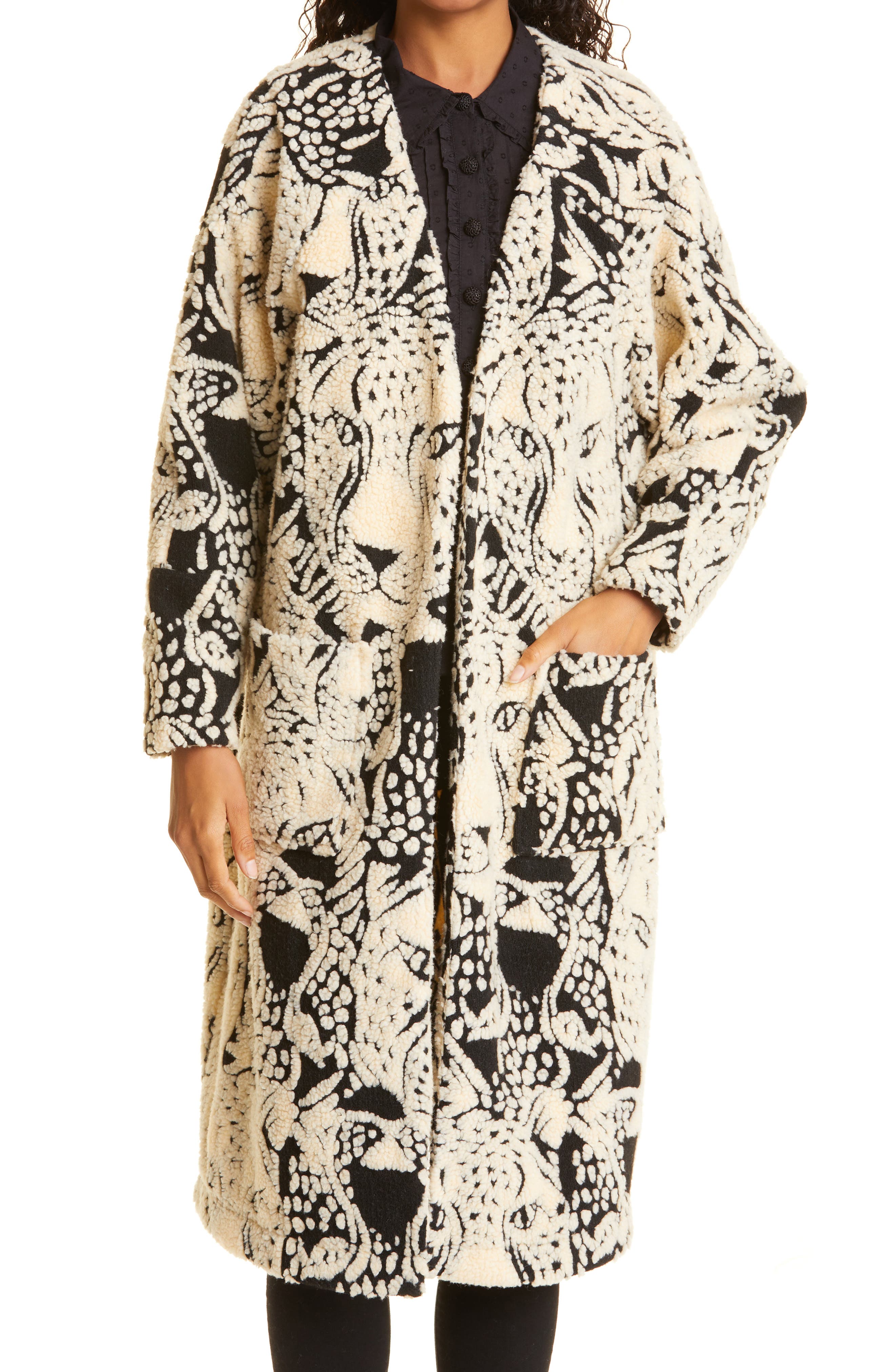 FARM Rio Midnight Leopard Fleece Jacket | Nordstrom