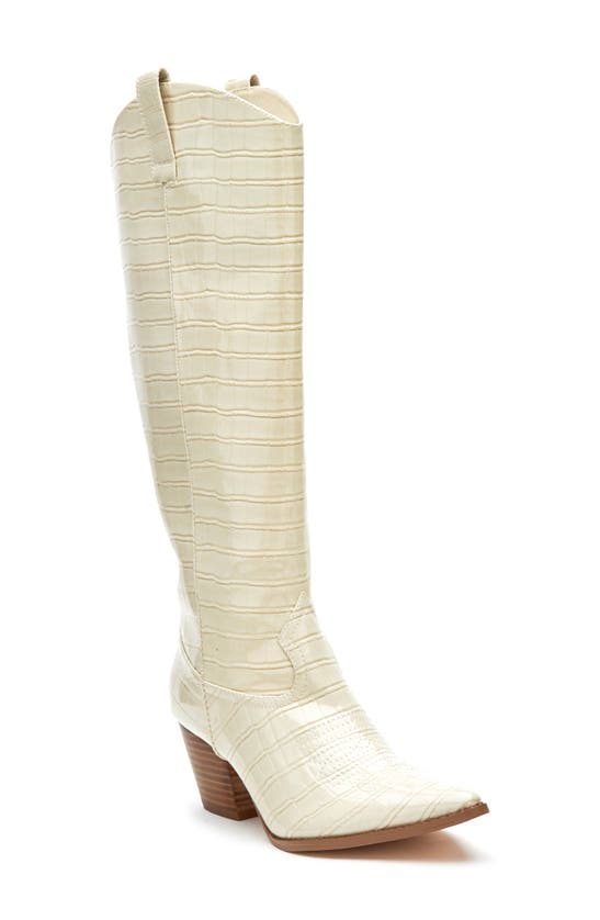Matisse Jax Croc Embossed Western Boot In Ivory Croc | ModeSens