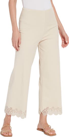 Lyssé Eyelet Hem Wide Leg Jeans | Nordstrom