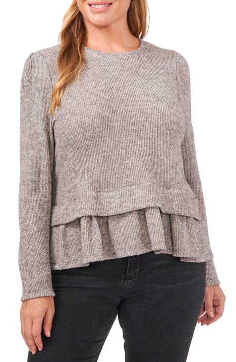 Long Sleeve Ruffle Top (Plus Size)