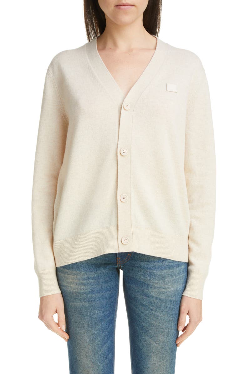 Acne Studios Keve Face Patch Wool Cardigan | Nordstrom