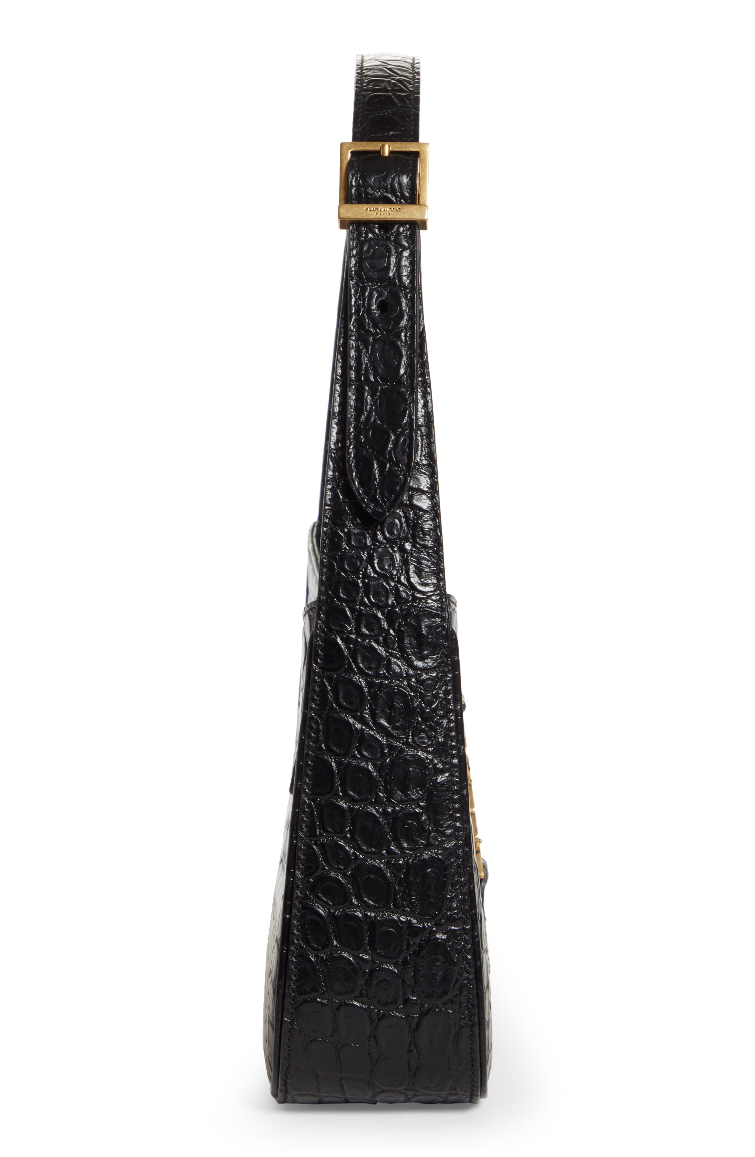 Saint Laurent YSL Croc Embossed Leather Shoulder Bag | Nordstrom