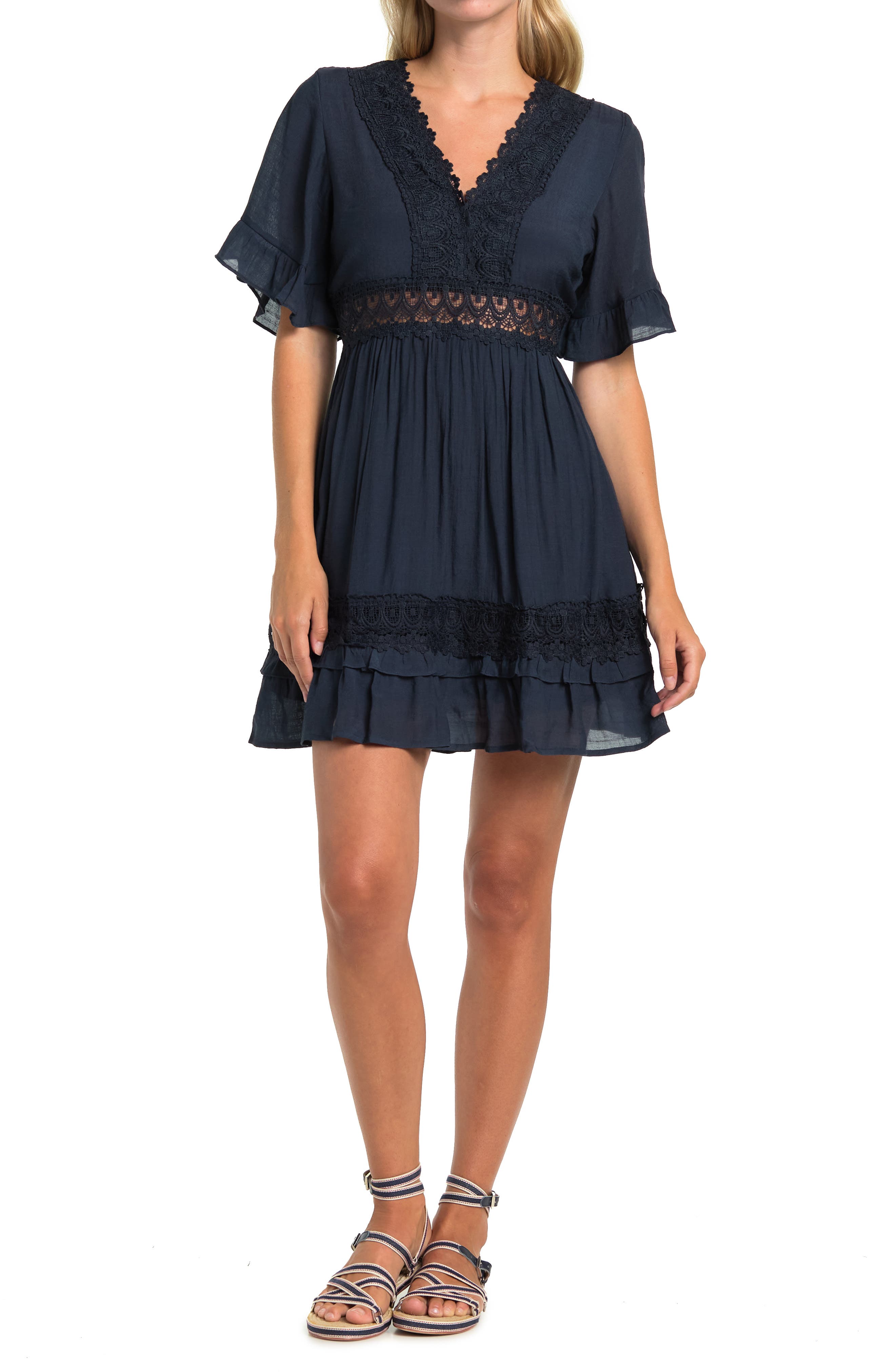 WISHLIST Lace Insert Tie Back Dress | Nordstromrack