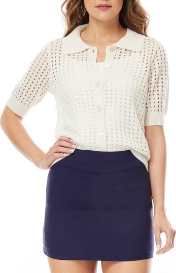 BY DESIGN Zena Short Sleeve Button-Up Cardigan | Nordstromrack