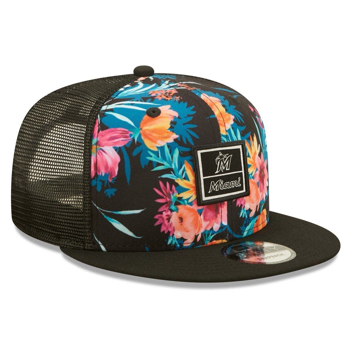 New Era Men's New Era Black Miami Marlins Tropic Trucker 9FIFTY ...