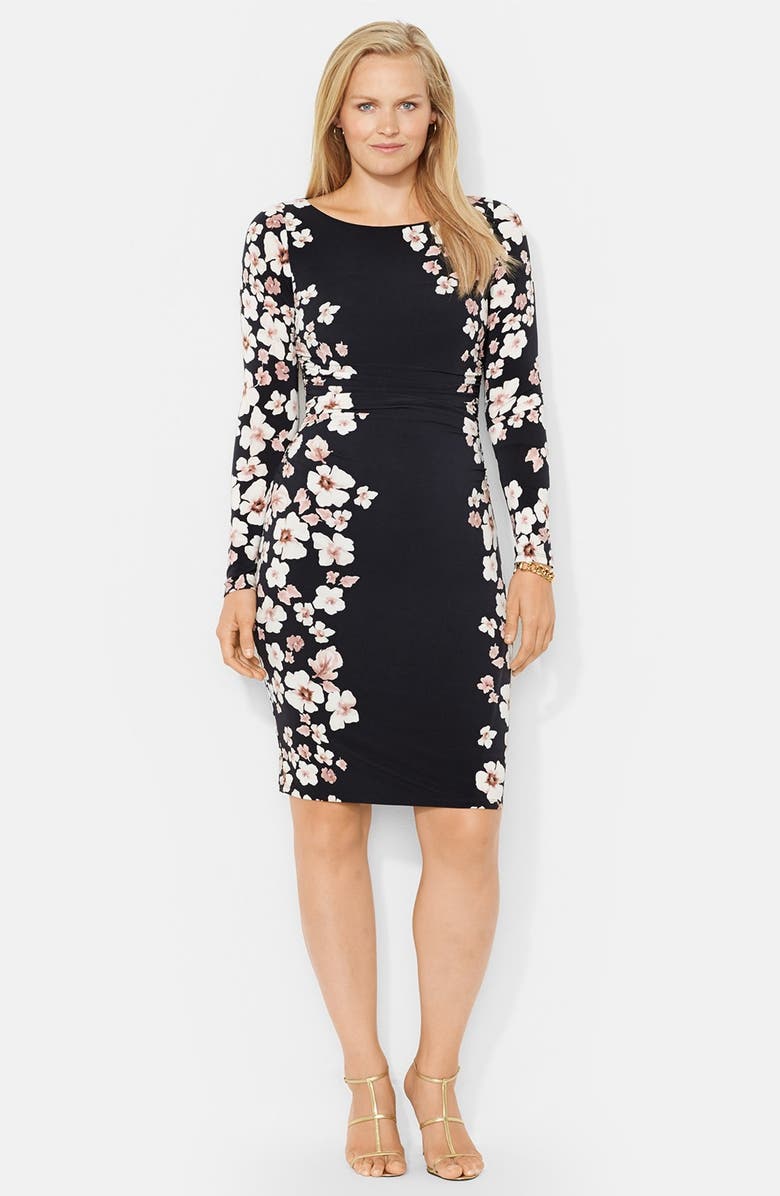 Lauren Ralph Lauren Floral Print Jersey Sheath Dress Plus Size