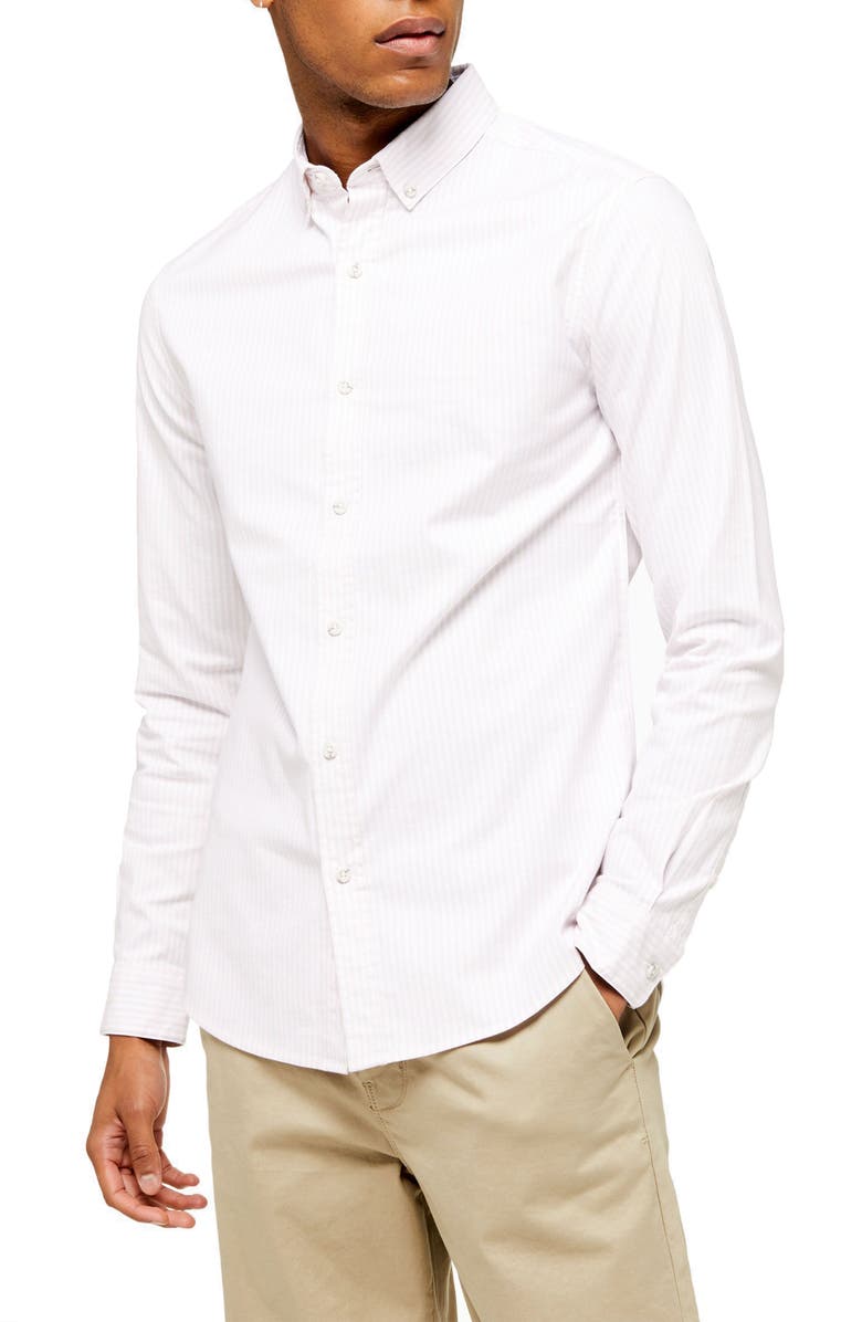 Topman Skinny Fit Pinstripe Button Down Stretch Oxford Shirt Nordstrom
