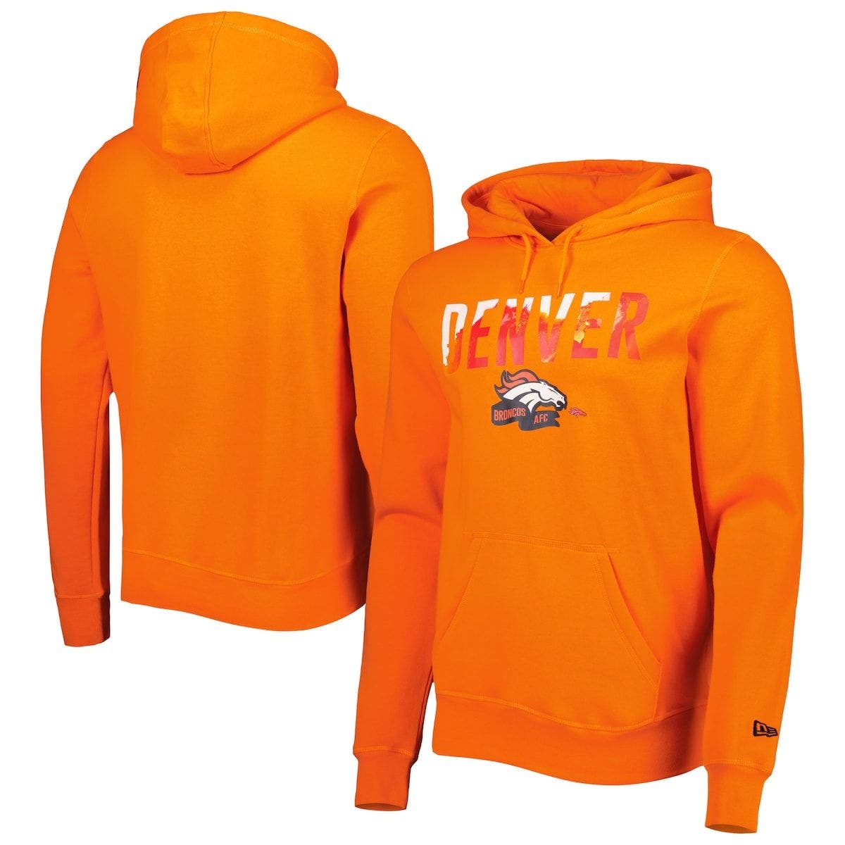 New Era Men's New Era Orange Denver Broncos Ink Dye Pullover Hoodie ...