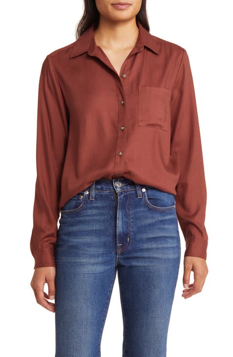 Women's Orange Button Up Tops | Nordstrom