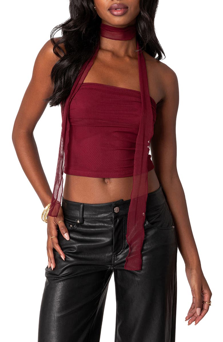 EDIKTED Mesh Tube Top & Scarf Set | Nordstrom