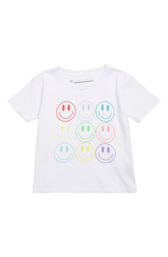 Prince Peter Kids' Happy Face Graphic Crew T-shirt In White | ModeSens