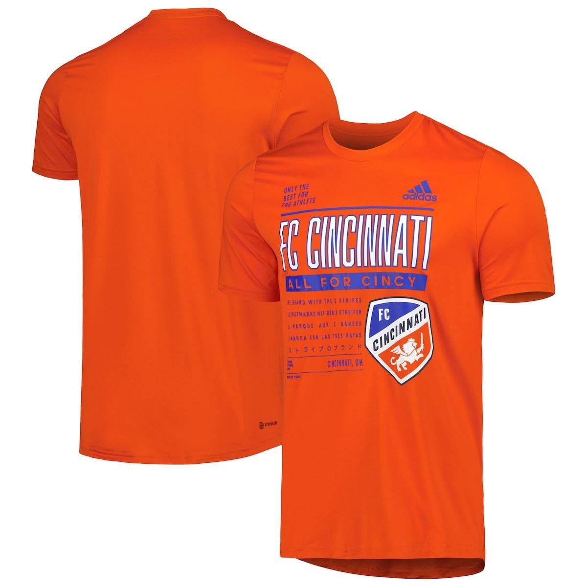 adidas Men's adidas Orange FC Cincinnati Club DNA Performance T-Shirt ...