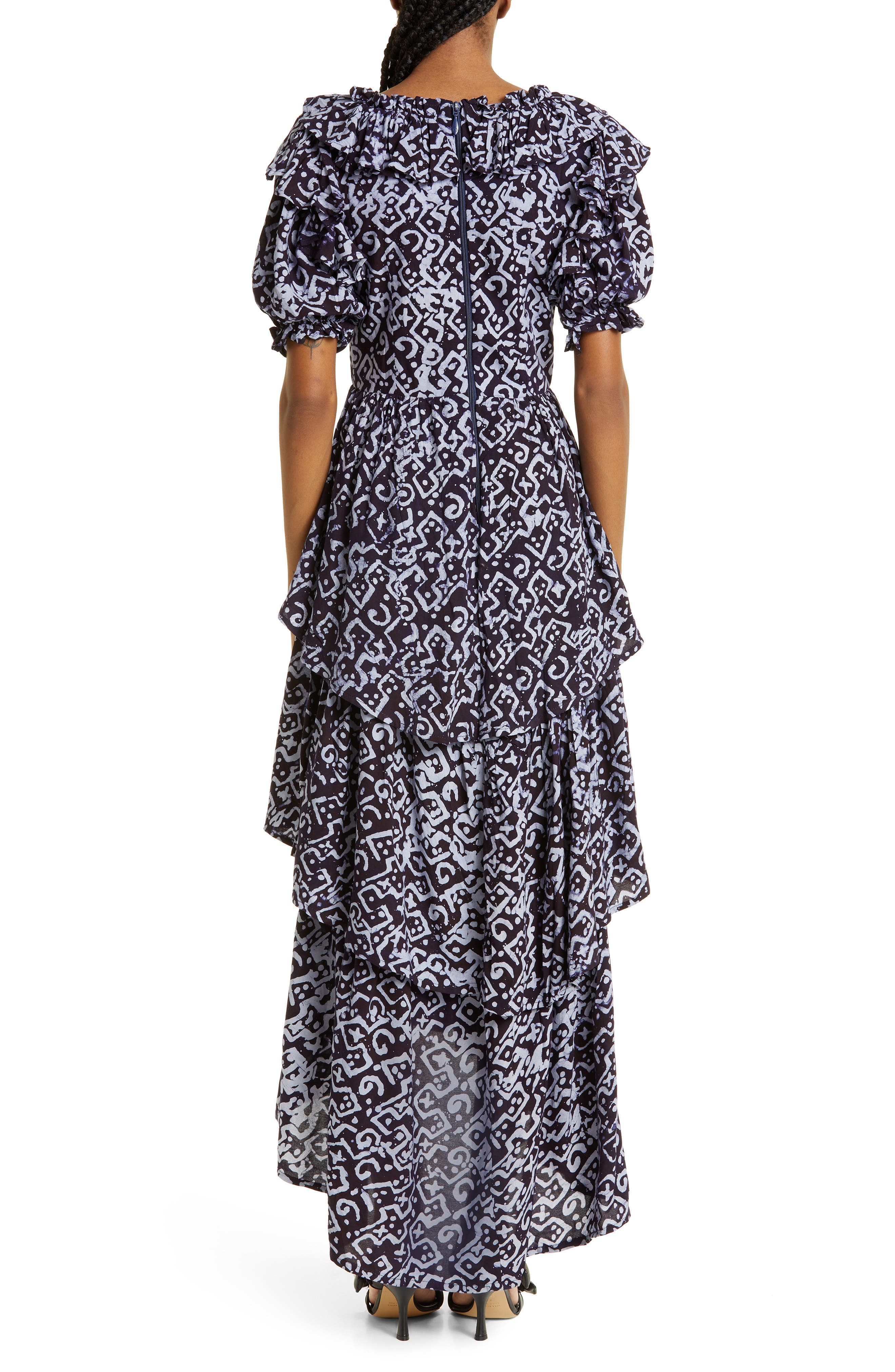 BUSAYO Temi Ruffle Puff Sleeve Tiered Cotton Dress | Nordstrom