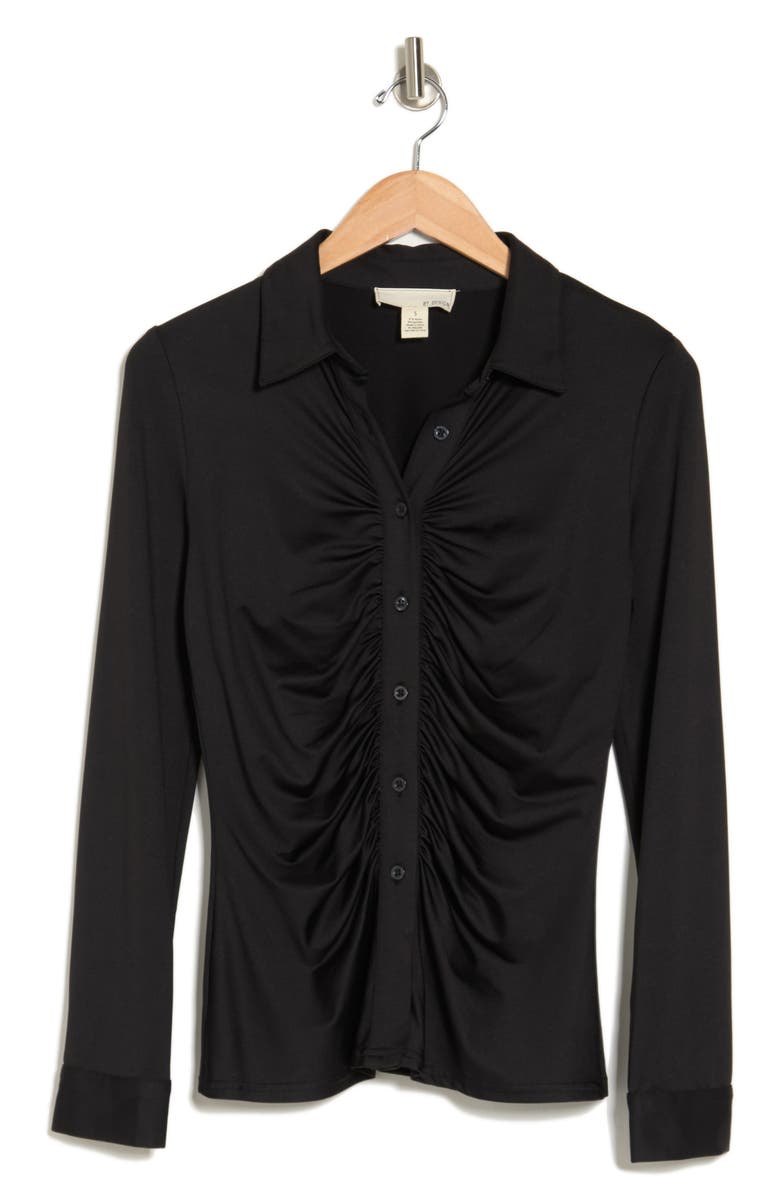 BY DESIGN Carla Ruched Button-Up Blouse | Nordstromrack